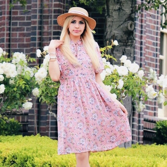 Gilli | Dresses | Gili Midi Floral Dress In Blush | Poshmark